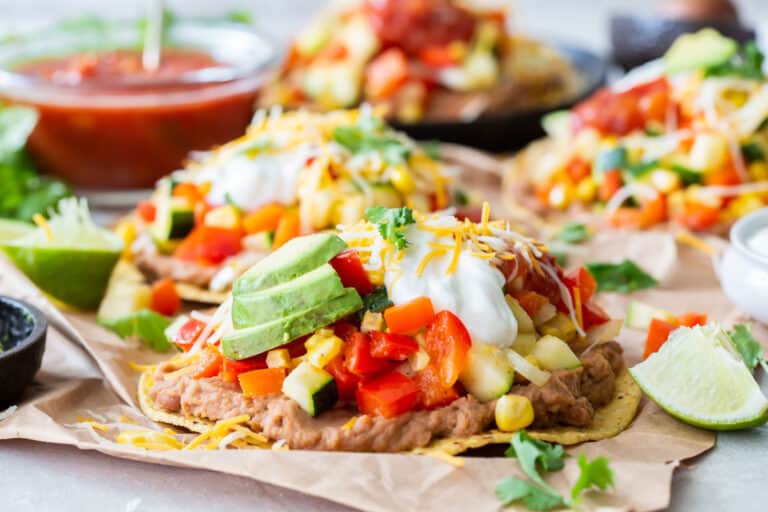 Veggie Tostadas (Delicious Vegetarian Tostadas) | Valerie's Kitchen