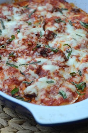Easy Baked Ravioli with Italian Sausage | Valerie's Kitchen