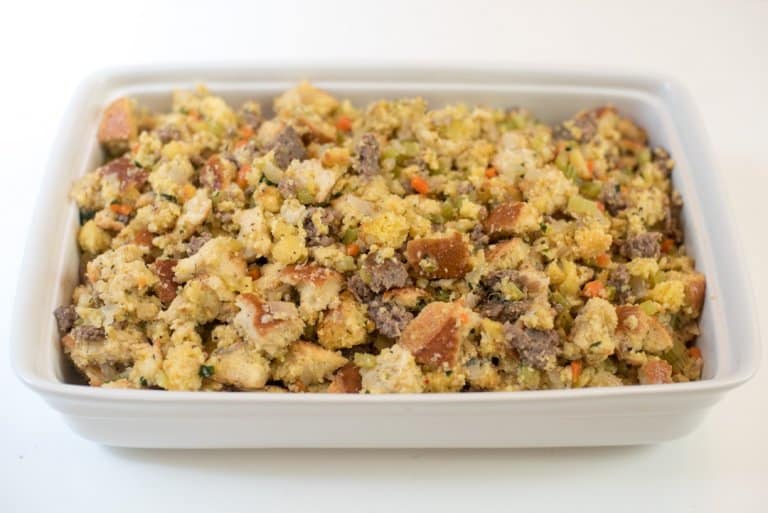 Cornbread Stuffing with Sage Sausage and Apples