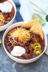 Slow Cooker Double Beef and Bean Chili | Valerie's Kitchen