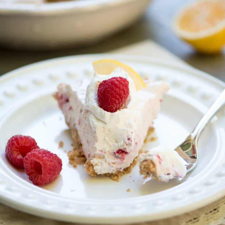 Creamy Lemon Raspberry Pie - Valerie's Kitchen