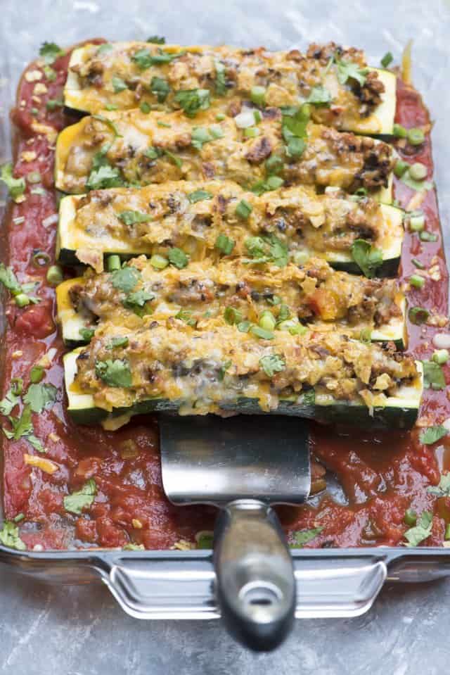 Taco Stuffed Zucchini Boats