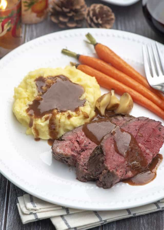 Roasted Beef Tenderloin with Port Wine Gravy | Valerie's Kitchen
