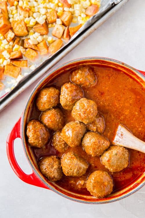 Tex Mex Meatballs in Red Chile Sauce | Valerie's Kitchen