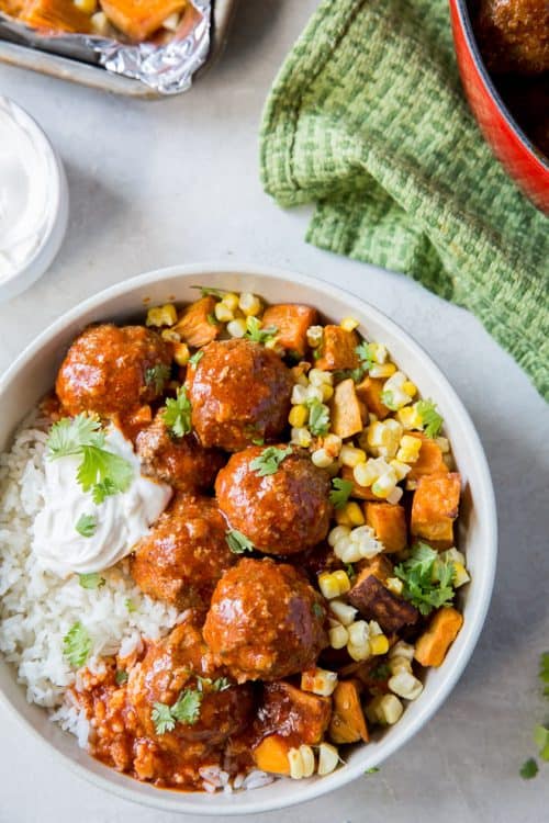 Tex Mex Meatballs in Red Chile Sauce | Valerie's Kitchen