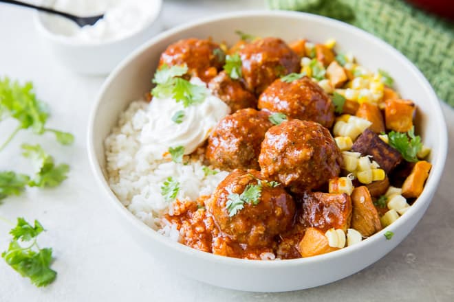 Tex Mex Meatballs in Red Chile Sauce | Valerie's Kitchen