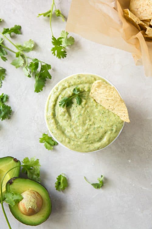Creamy Tomatillo Avocado Salsa | Valerie's Kitchen