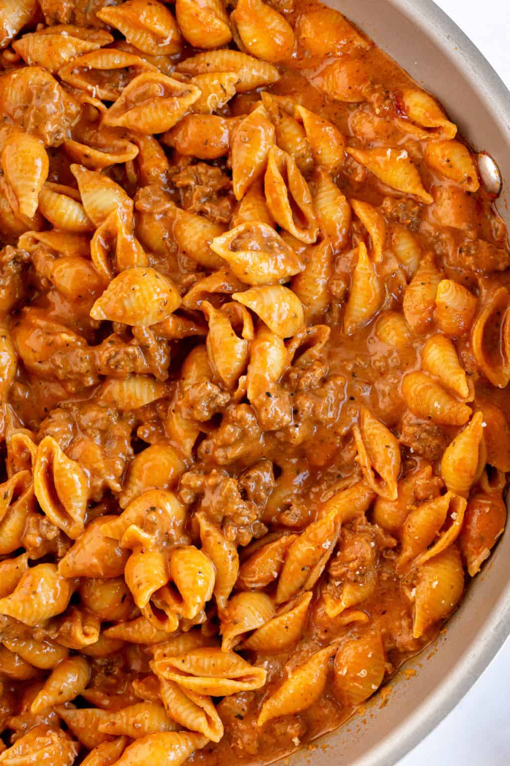 Creamy Beef and Shells (Easy Skillet Pasta!) | Valerie's Kitchen