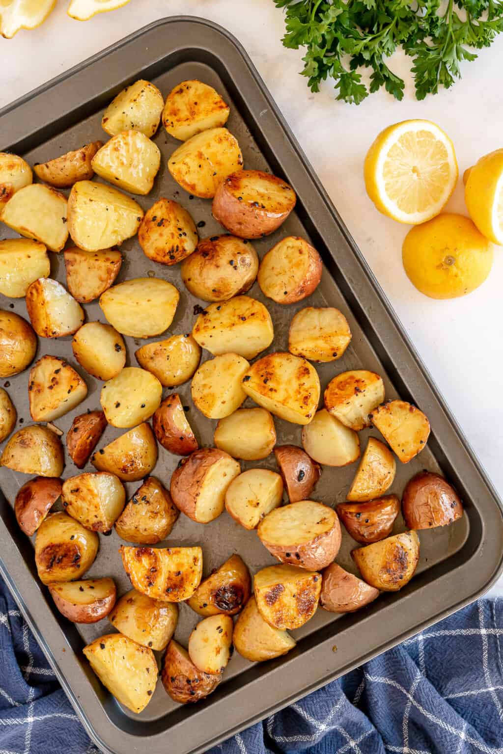 Lemon Garlic Roasted Potatoes | Valerie's Kitchen