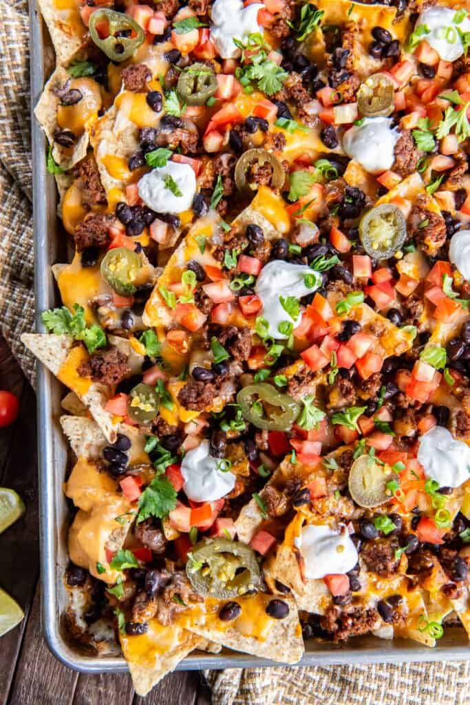 Super Nachos (Loaded Ground Beef Nachos) | Valerie's Kitchen