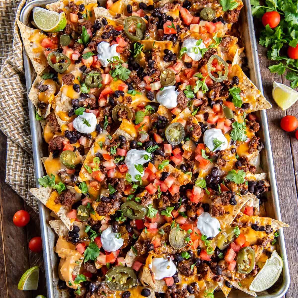 Super Nachos (Loaded Ground Beef Nachos) | Valerie's Kitchen